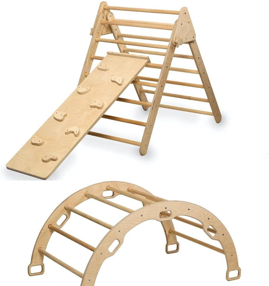 Kidodido Montessori Climbing Set, Wooden Playground Climber, Arch and ...