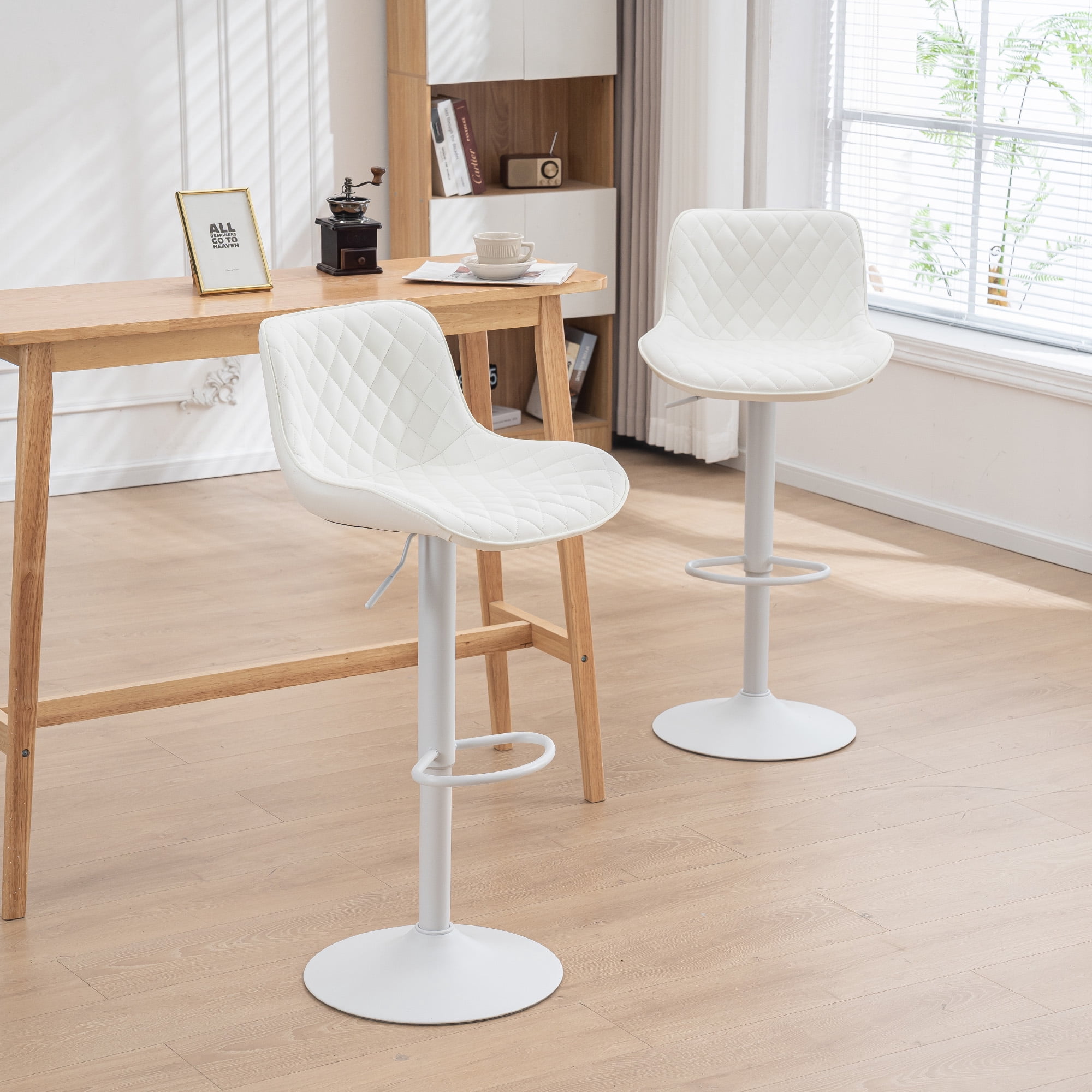Kidol & Shellder Bar Stools Set of 2 Soft Adjustable Swivel Counter ...