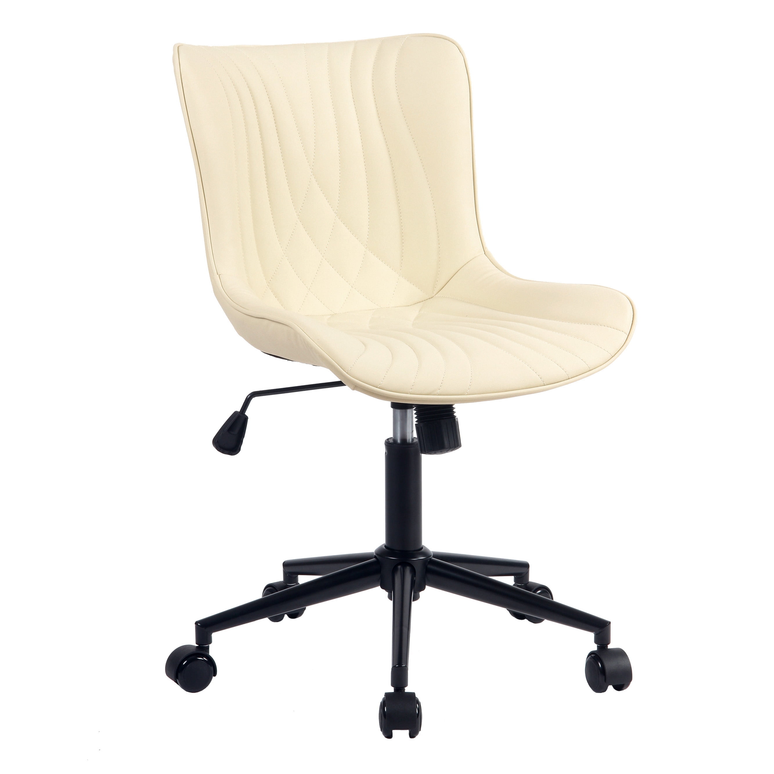 Kidol & Shellder Beige Desk Chair with Wheels, Adjustable Rocking Cozy ...