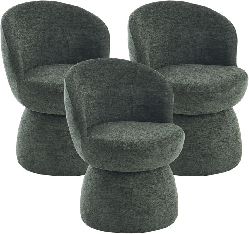 Kidol & Shellder Boucle Dining Chair 3PCS, Swivel Accent Chair with ...