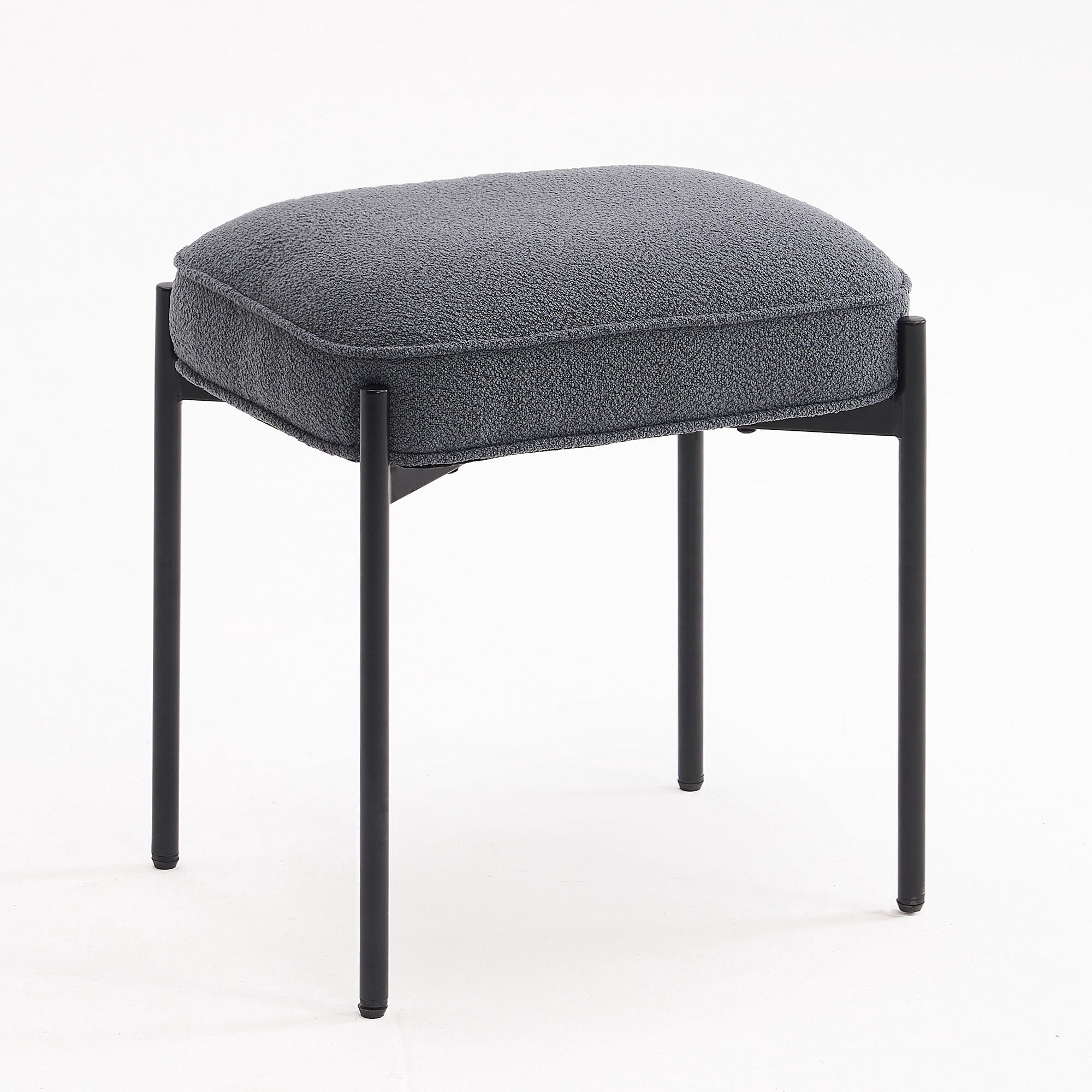 Kidol & Shellder Boucle Vanity Stool Square Footrest Ottoman Makeup ...