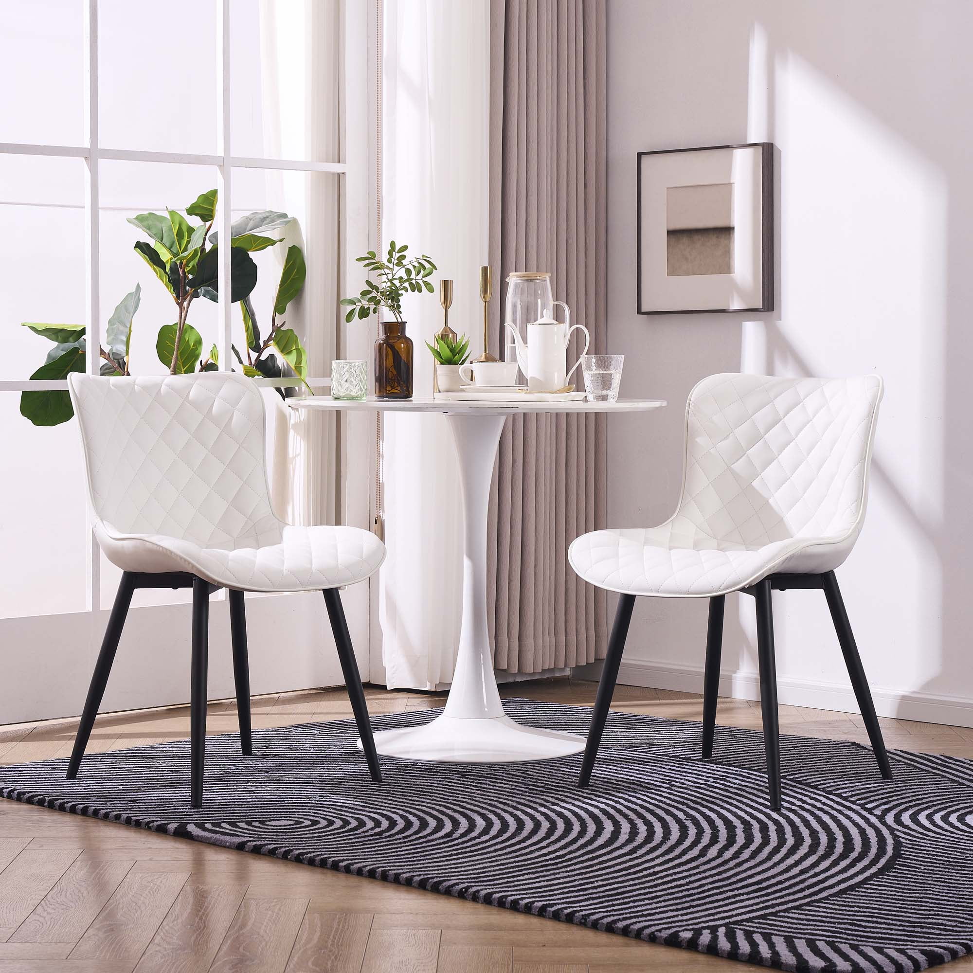 Kidol & Shellder Set of 2 PU Upholstered Metal Legs Dining Chairs for ...