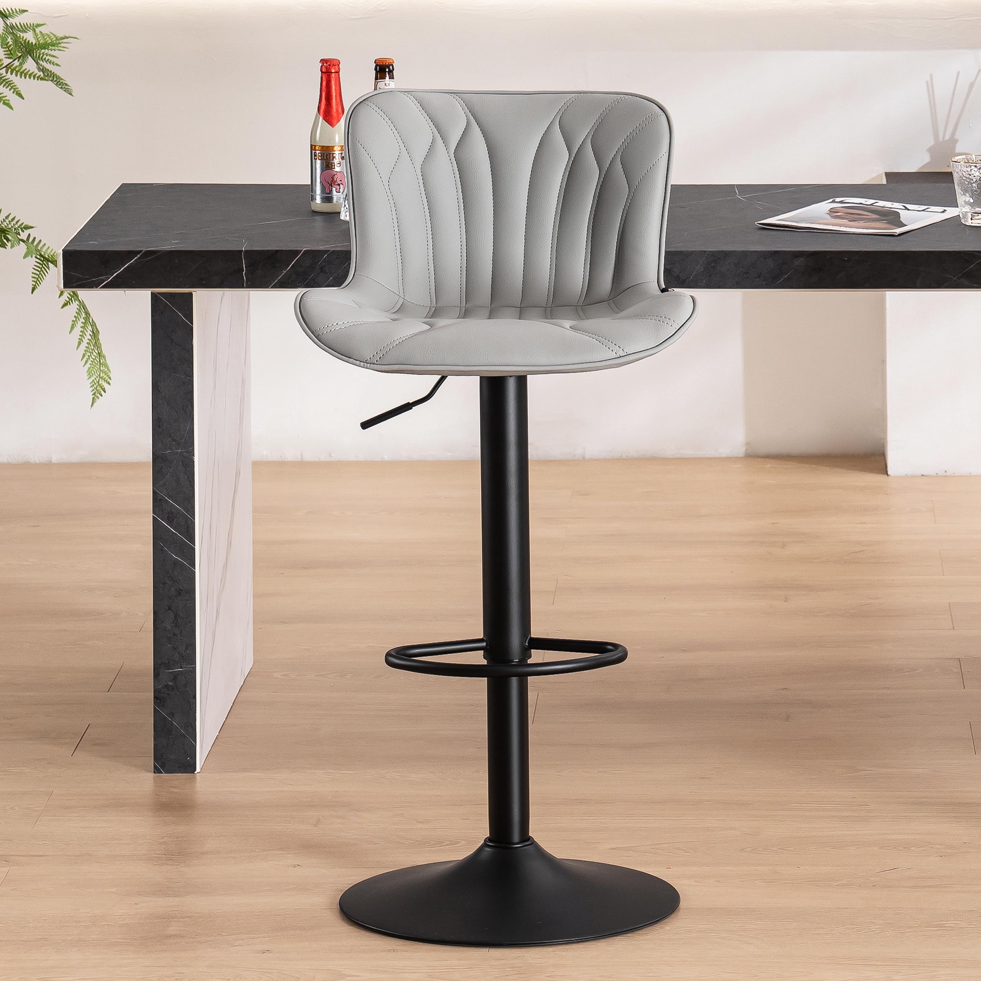 Kidol & Shellder Gray Bar Stools 1 Pcs Soft Swivel Leather High Counter ...