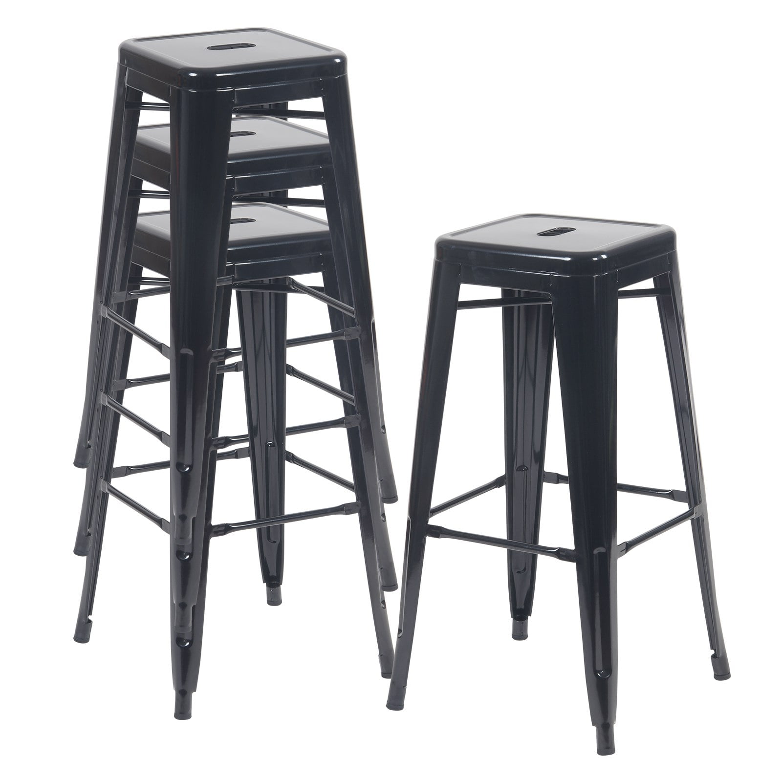Kidol & Shellder Metal Bar Stools Set of 4 Backless Tolix Indoor ...