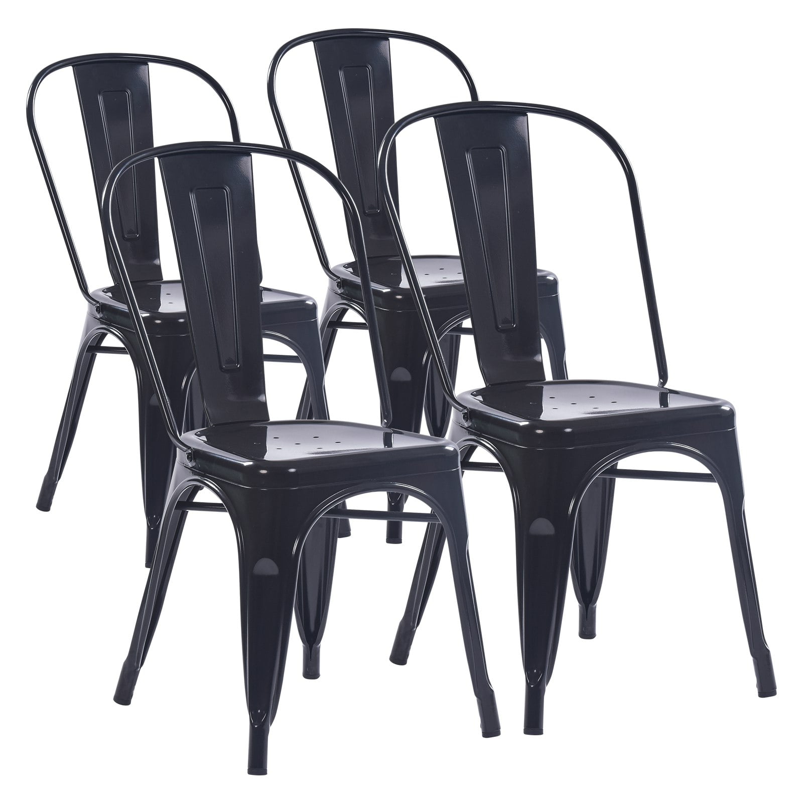 Kidol & Shellder Metal Dining Chair Set of 4 Indoor Outdoor Stackable ...