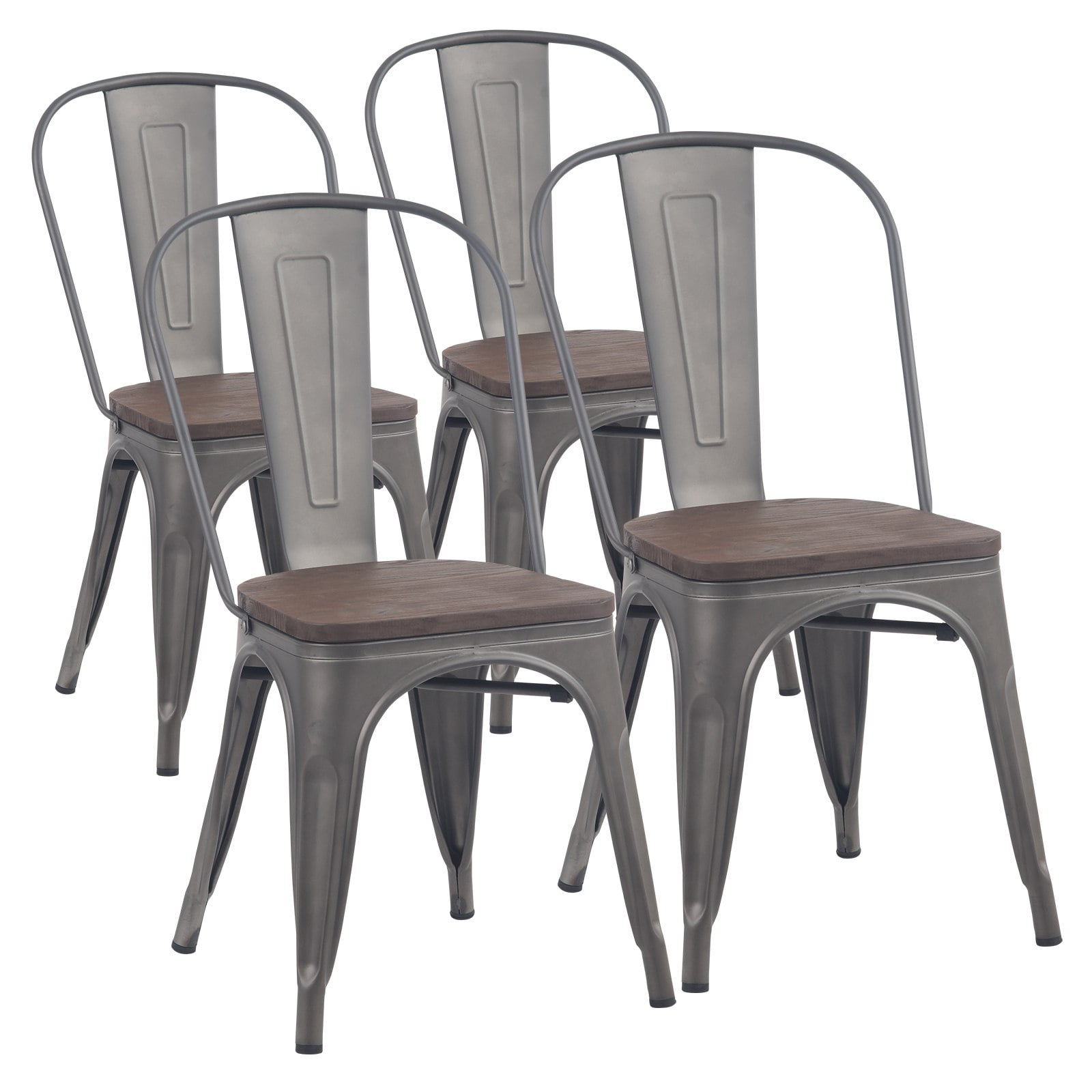 Kidol & Shellder Metal Dining Chair Set of 4 Indoor Outdoor Stackable ...