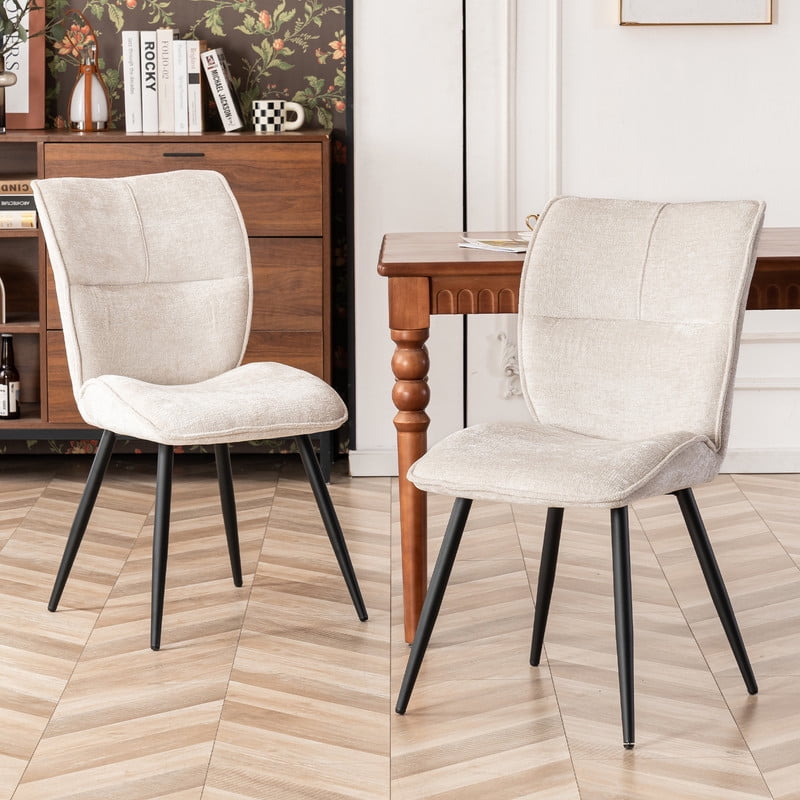 Kidol & Shellder Mid Century Fabric Dining Chairs Set of 2 Armless ...