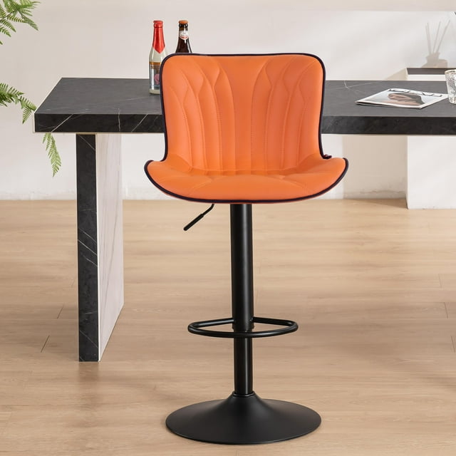 Kidol & Shellder Orange Bar Stools 1 Pcs Soft Swivel Leather High ...