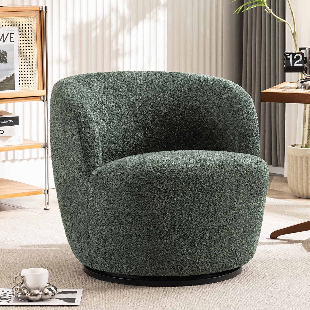 Kidol & Shellder Swivel Accent Chair Furry Round Barrel Chair 360 ...