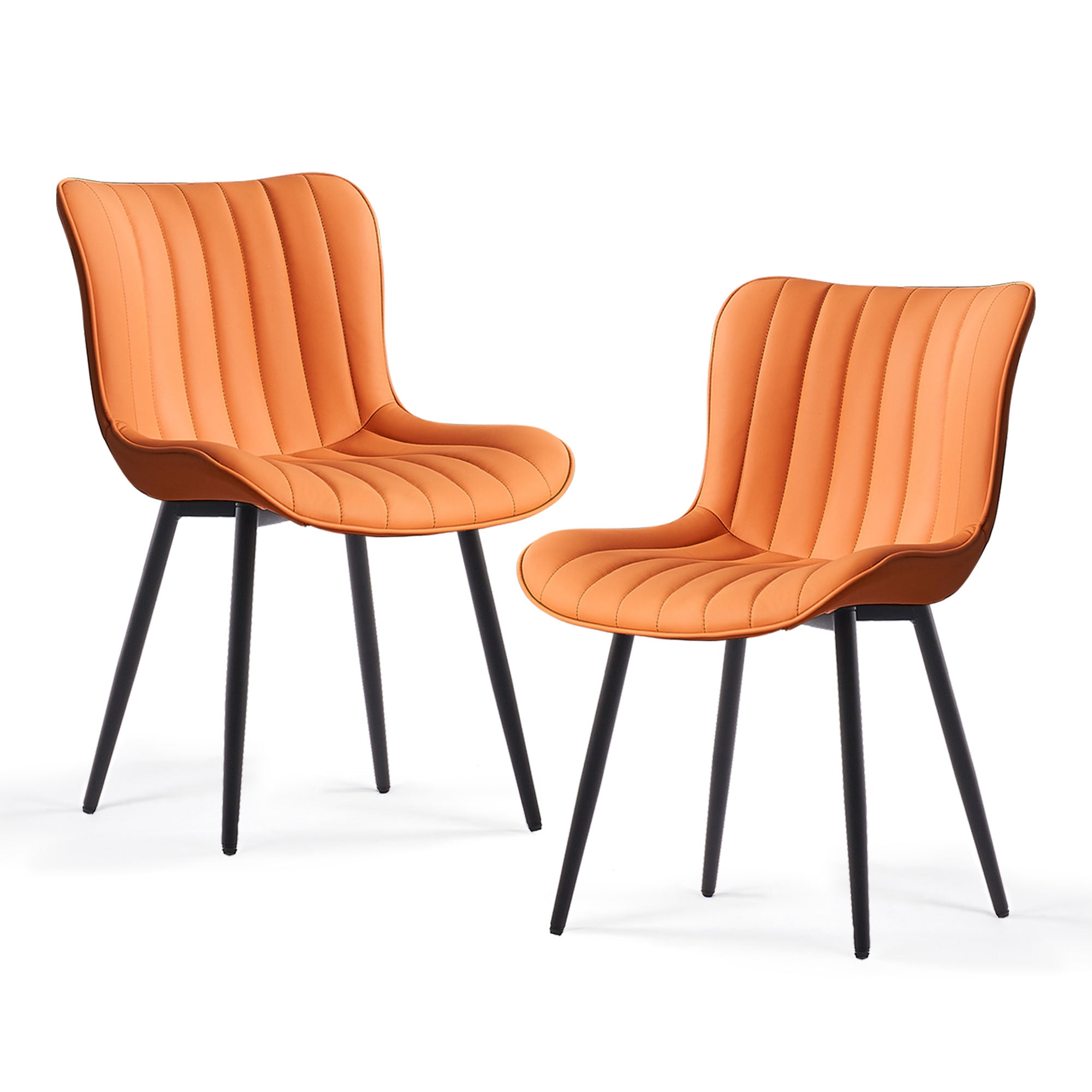 Kidol & Shellder Upholstered Dining Chair Set of 2 PU Fuax Leather Mid Back Kitchen Side Chairs ...