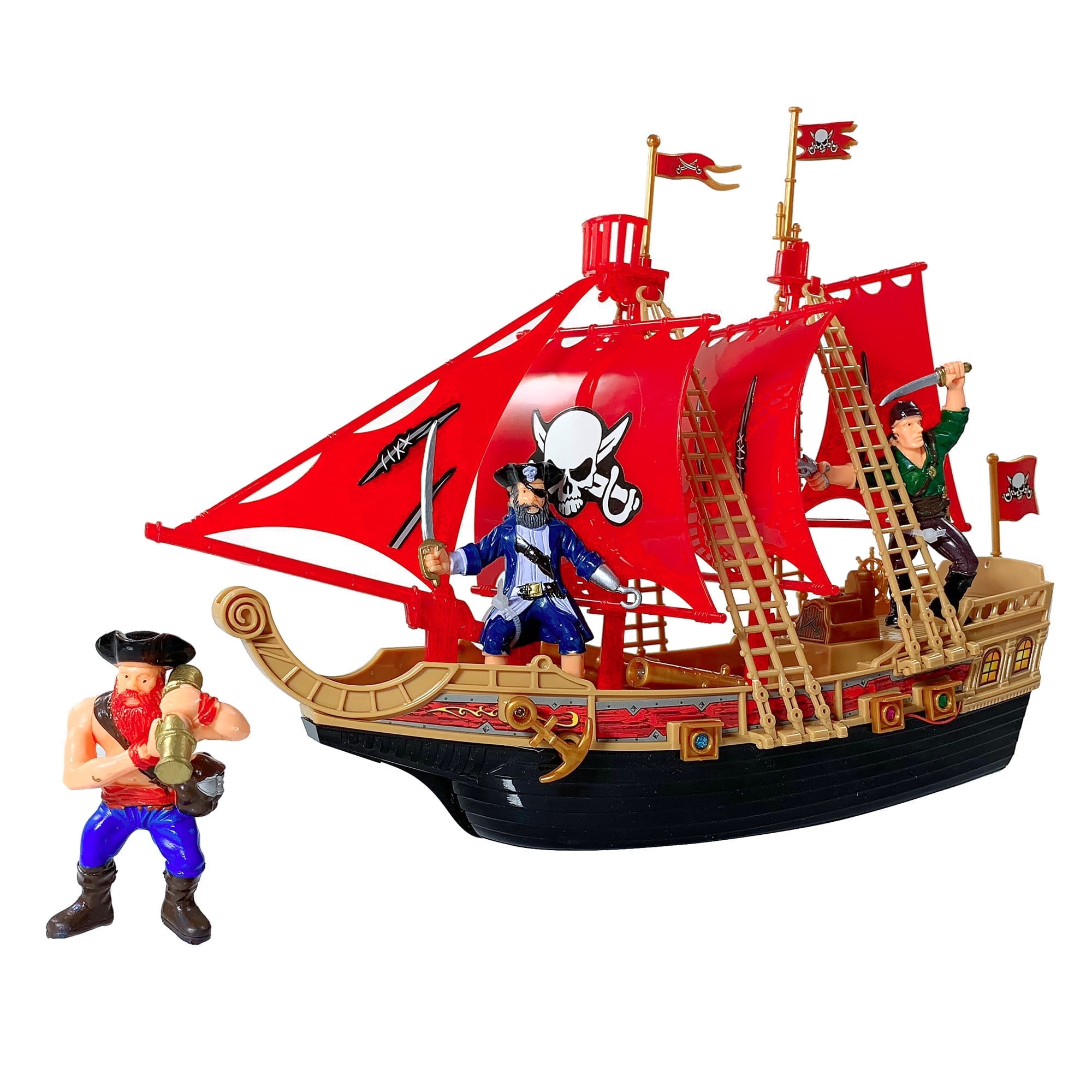 Kidplokio Pirate Ship Ocean Adventure Playset with Lights Sounds Action ...