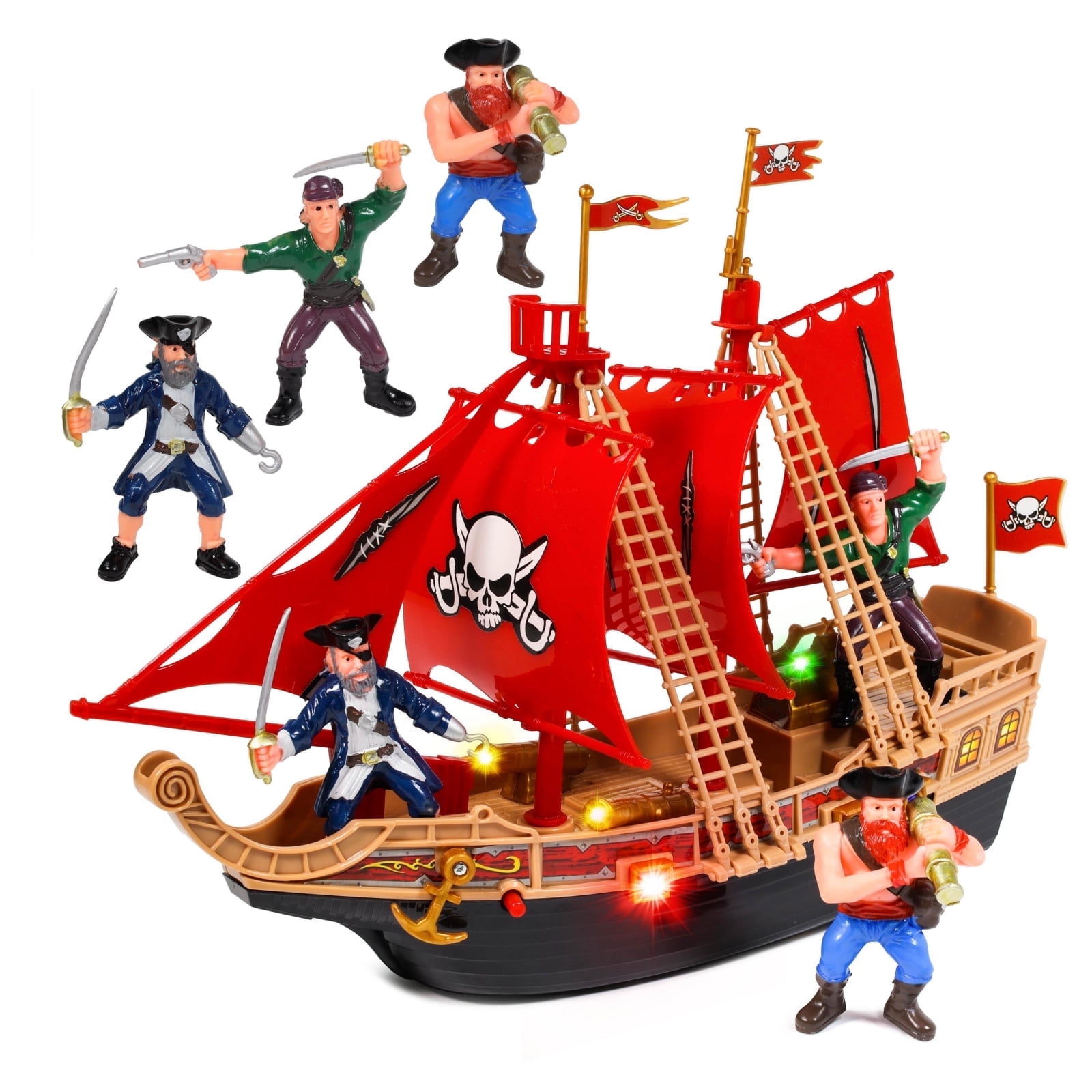 Kidplokio Pirate Ship Toy Set for Kids, Ocean Adventure, Treasure Hunt ...