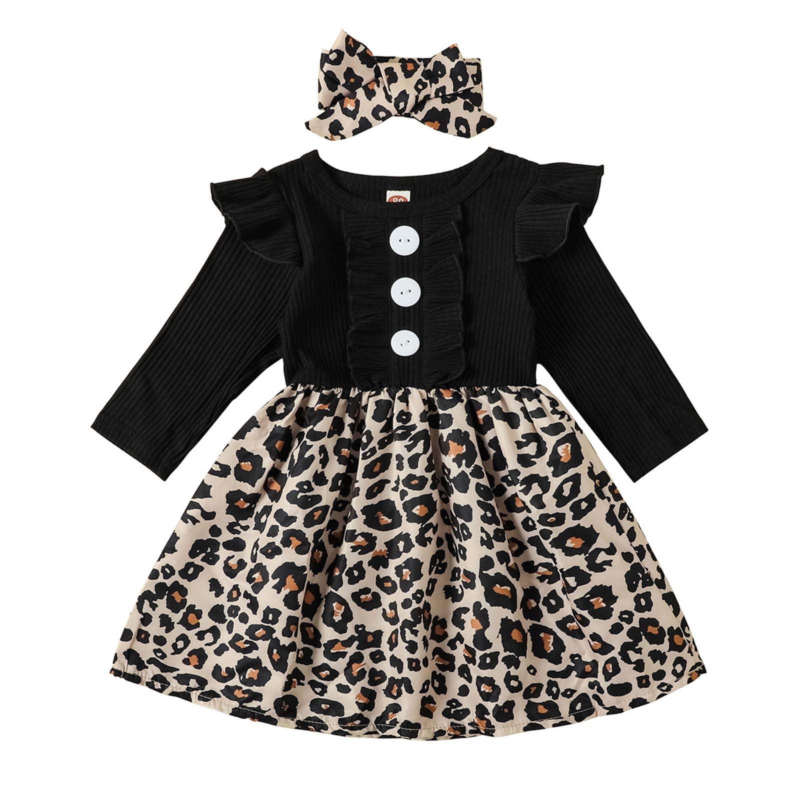 Kids' $10 Under Little Girl Dresses Winter Leopard Floral Print Dress ...