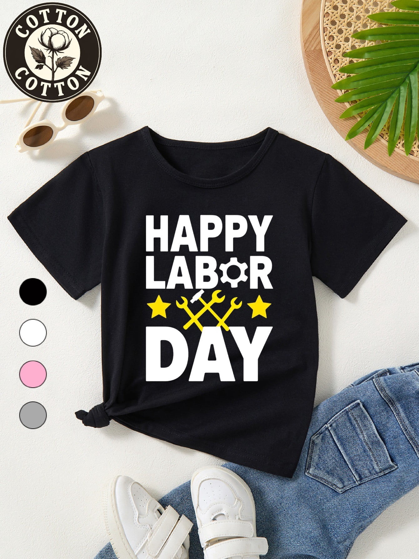 Kids' 100% Cotton Labor Day T-Shirt - Happy Labor Day Print with ...