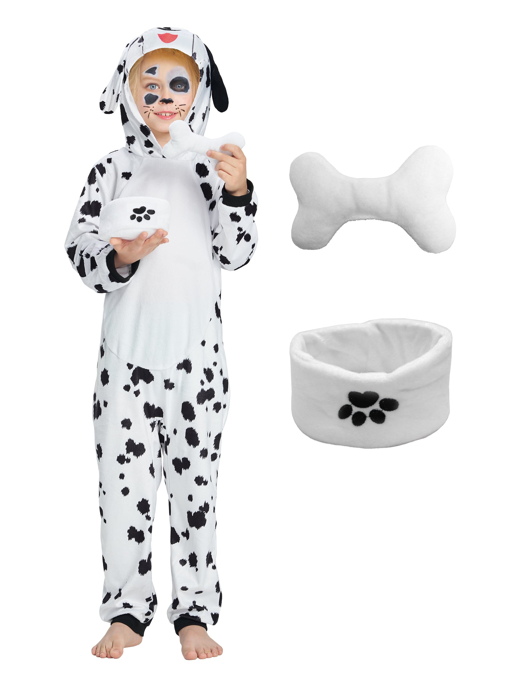 Kids 101 Day of School Dalmatian Costume, Spotted Dog Jumpsuit Puppy ...