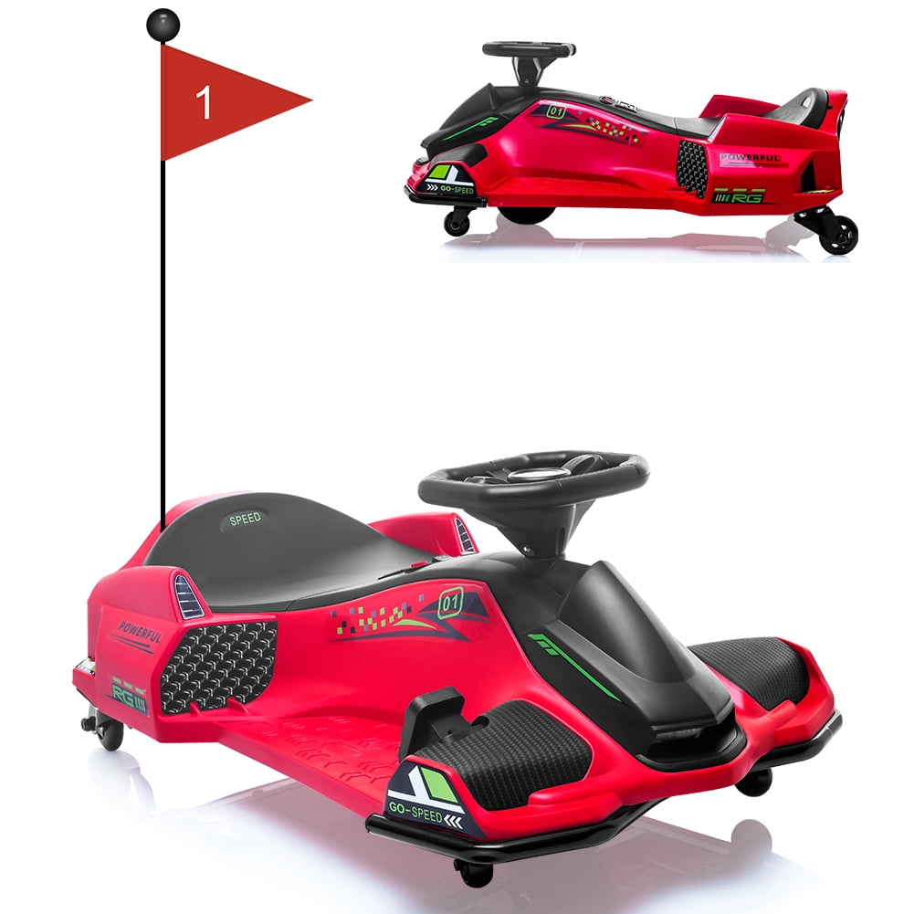 Kids 12V Ride on Drift Car, Boys Girls Electric Kart for 5-10 Years Old ...