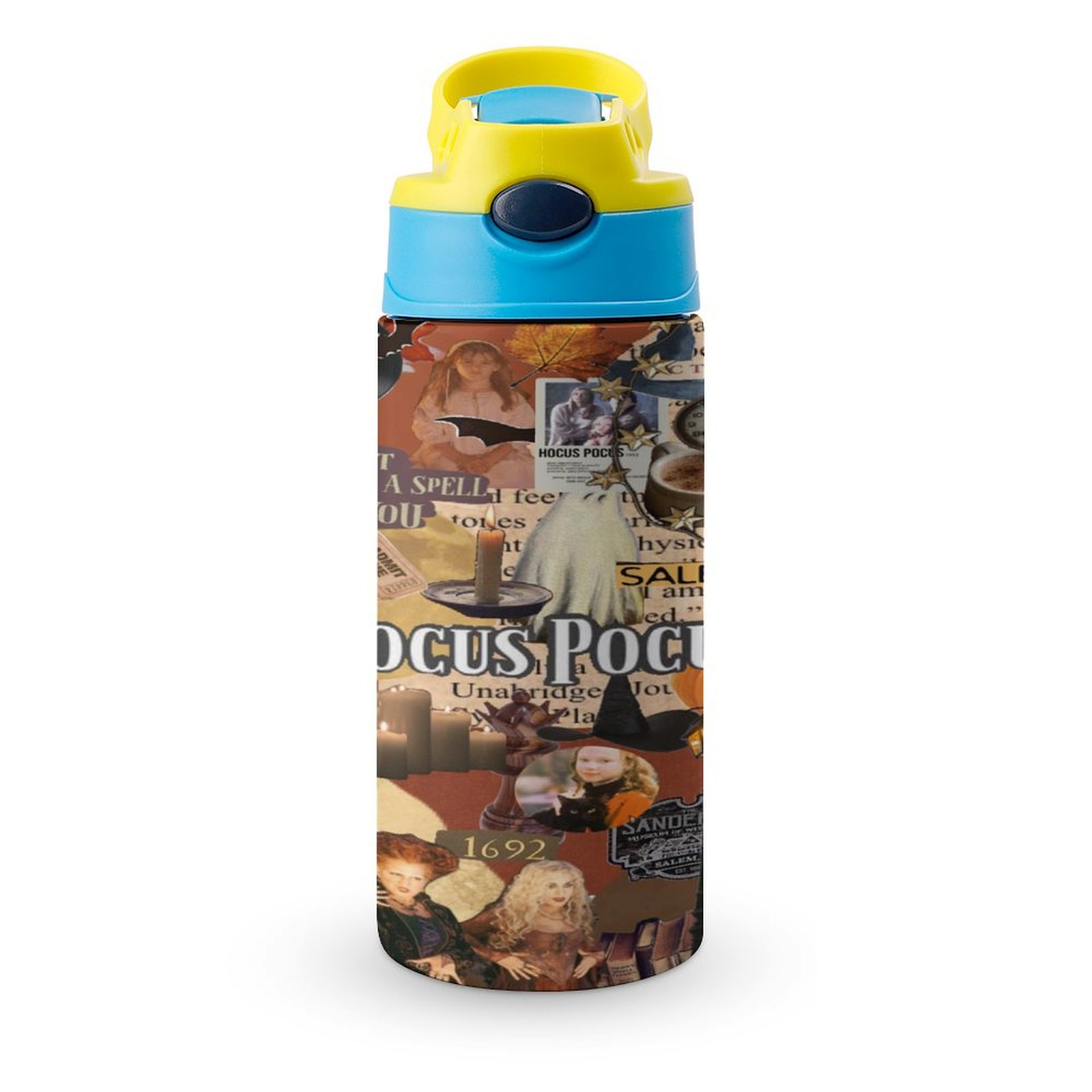 Kids 12oz Hocus Pocus Water Bottles with Lids Straw Insulated Stainless ...
