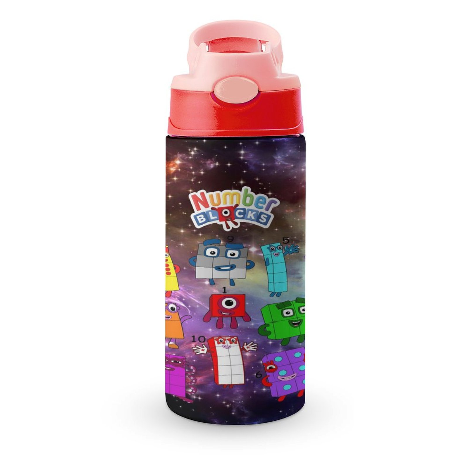 Kids 12oz Number Block Water Bottles with Lids Straw Insulated ...