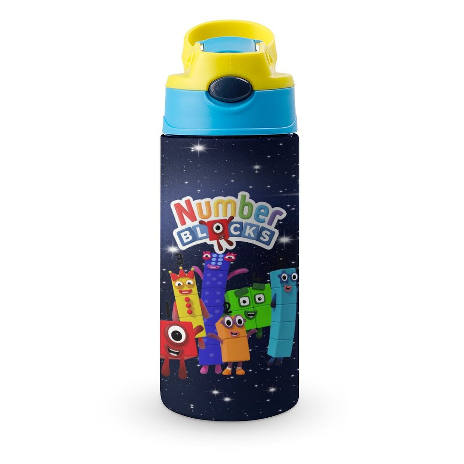 Kids 12oz Number Block Water Bottles with Lids Straw Insulated ...