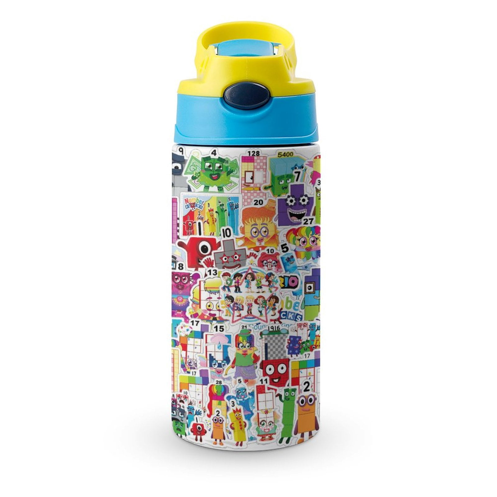 Kids 12oz Number Block Water Bottles with Lids Straw Insulated ...