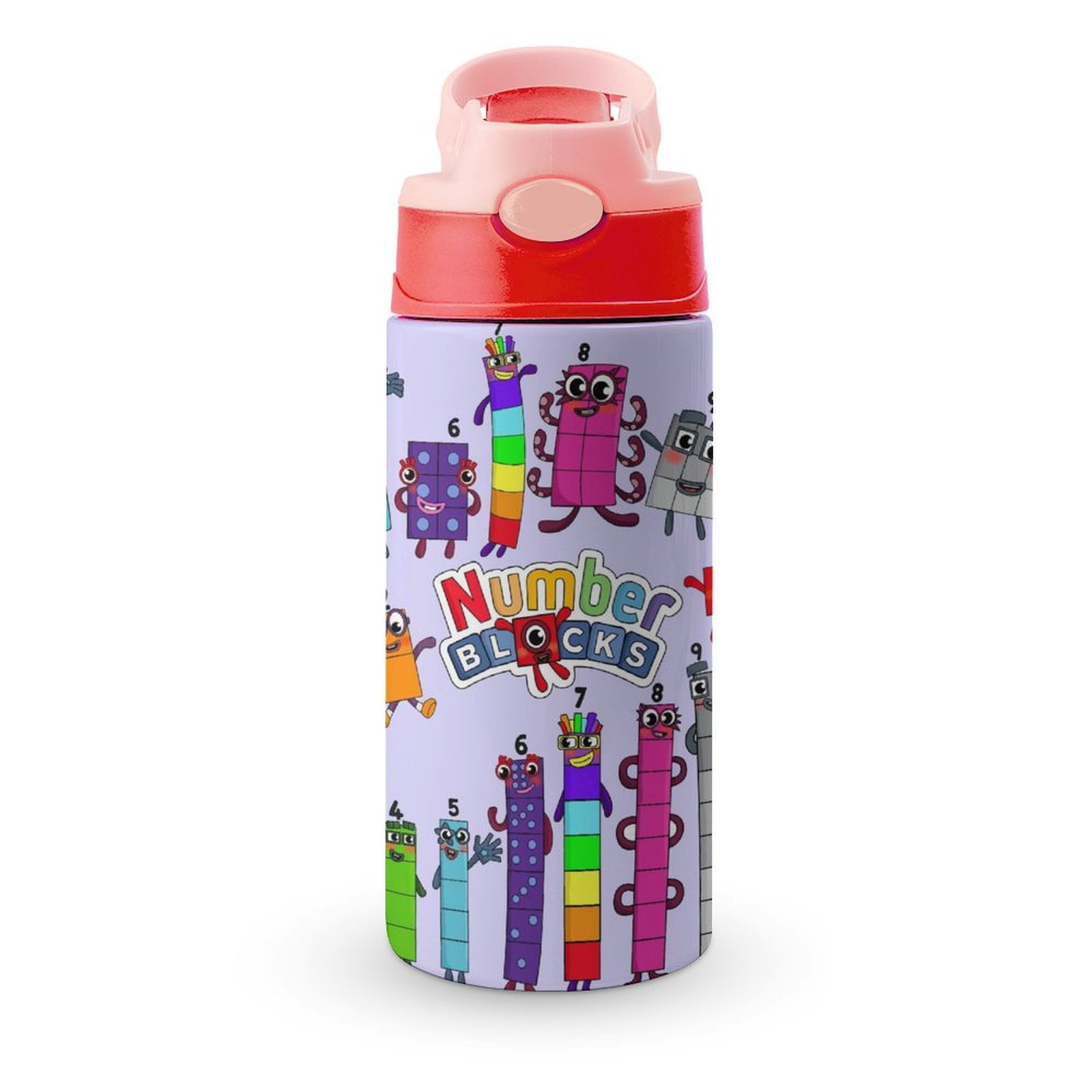 Kids 12oz Number Block Water Bottles with Lids Straw Insulated ...