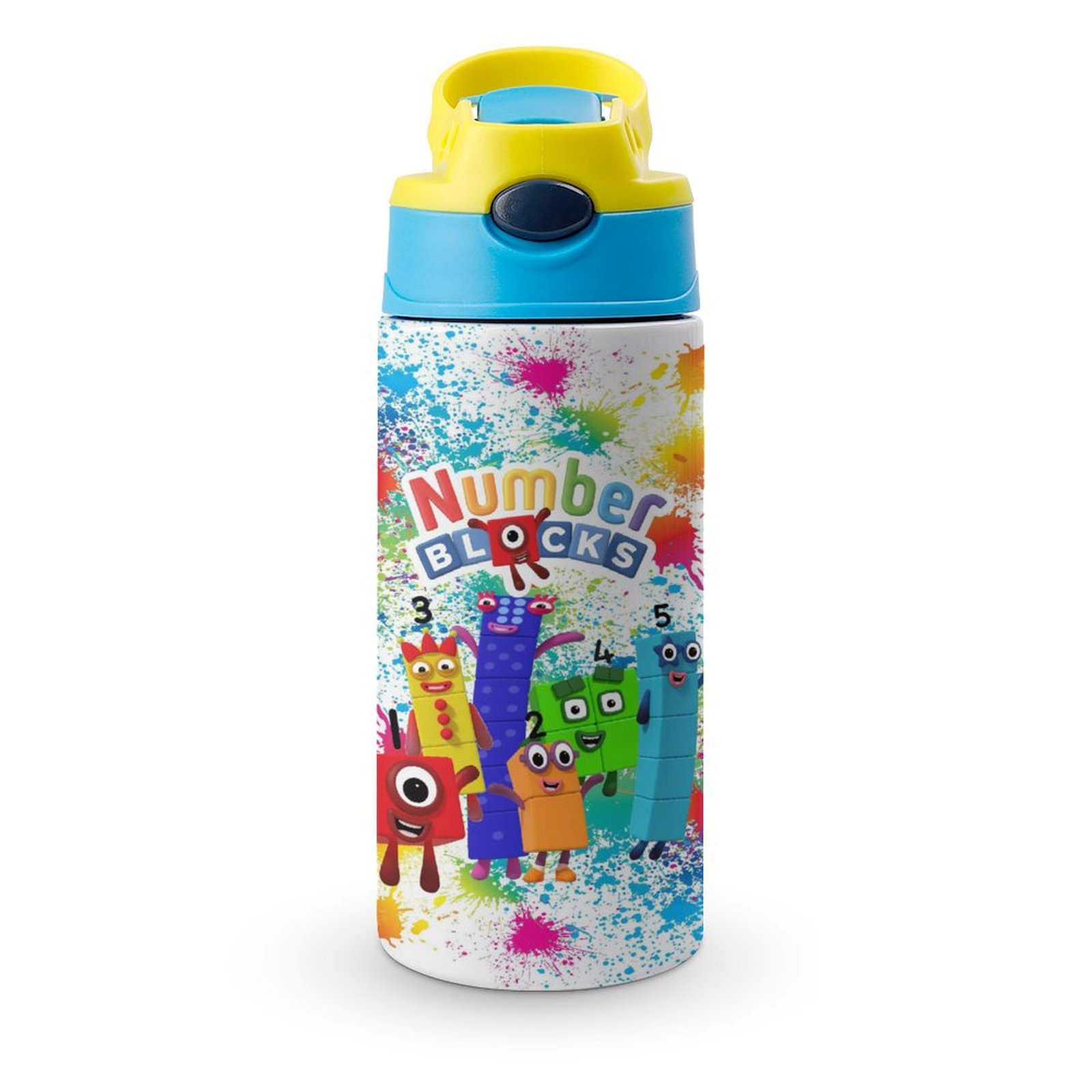Kids 12oz Number Block Water Bottles with Lids Straw Insulated ...