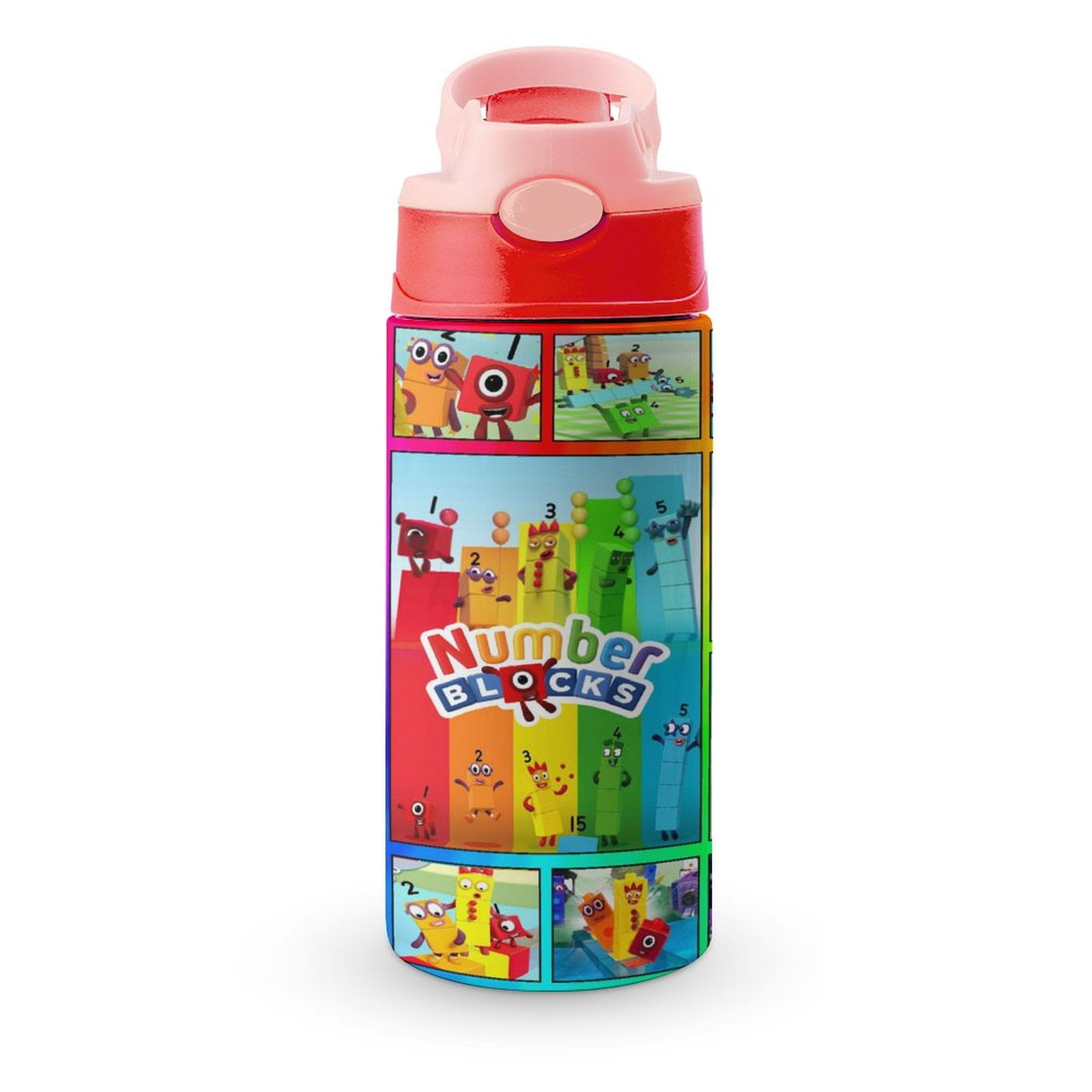 Kids 12oz Number Block Water Bottles with Lids Straw Insulated ...