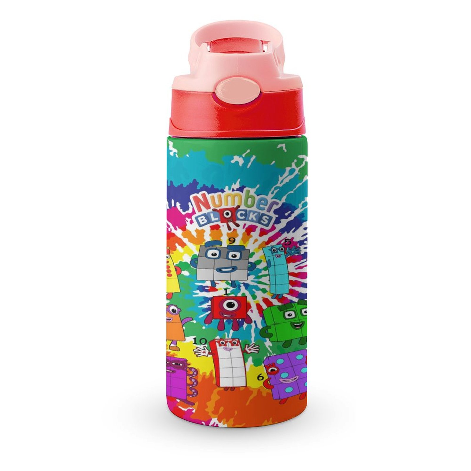 Kids 12oz Number Block Water Bottles with Lids Straw Insulated ...