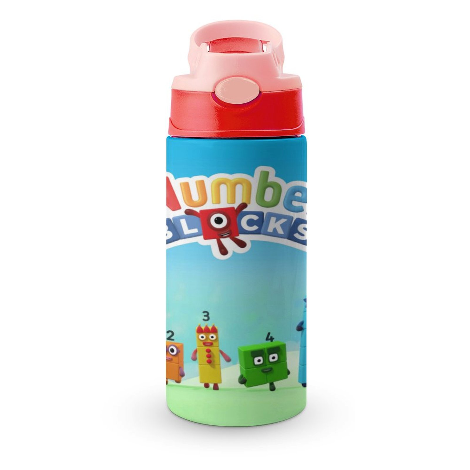 Kids 12oz Number Block Water Bottles with Lids Straw Insulated ...