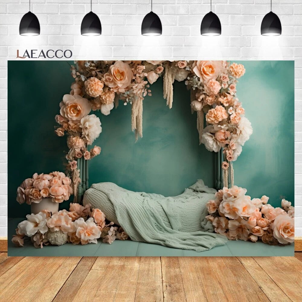 Kids 1st Birthday Backgrounds Colored Balloons Vintage Arch Flowers ...