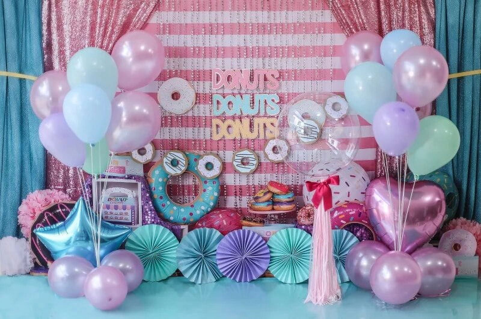 Kids 1st Birthday Party Backdrop Colorful Balloons Cute Bird Bear Plush ...