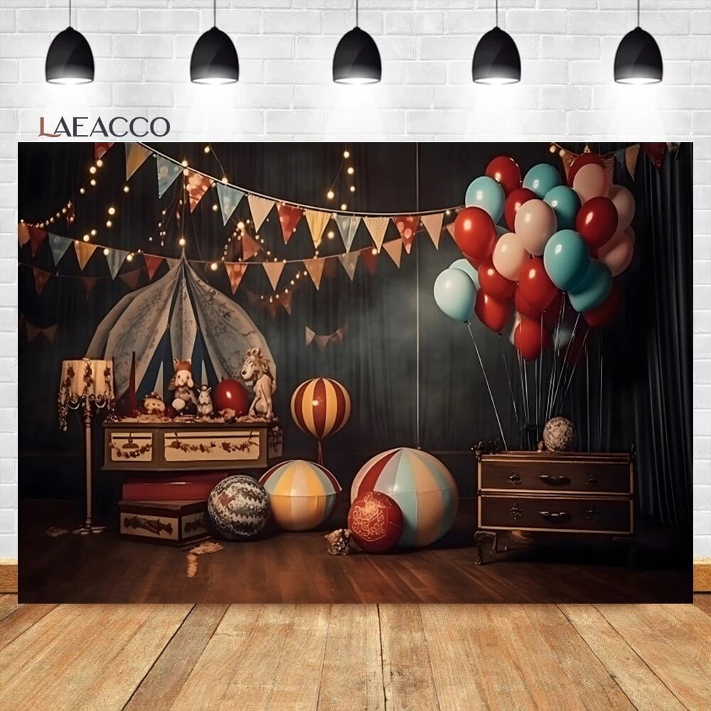 Kids 1st Birthday Party Backdrop Sweet Pink Balloons Flowers Scene Baby ...