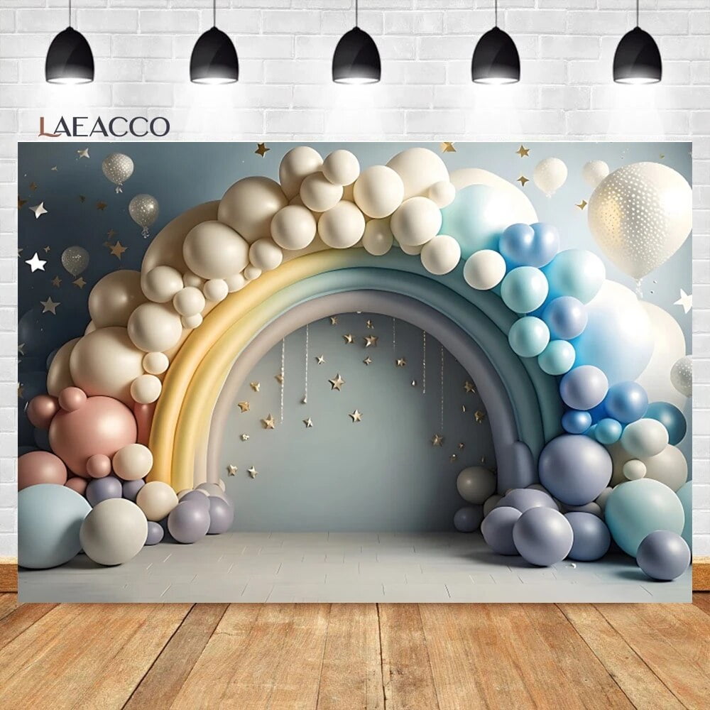 Kids 1st Birthday Party Backdrop Sweet Pink Balloons Flowers Scene Baby ...