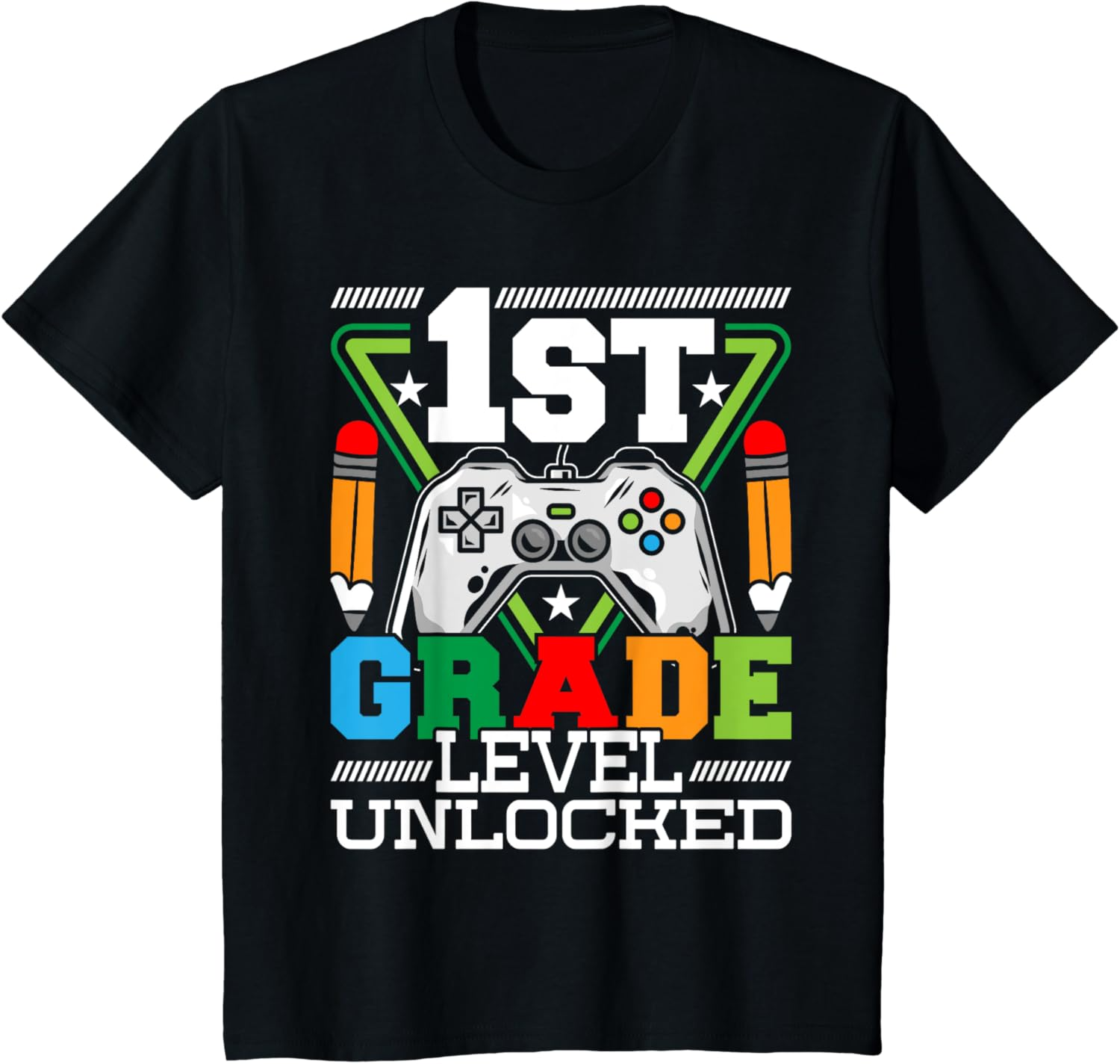 Kids 1st Grade Level Unlocked - First Day Of School Video Game T-Shirt ...
