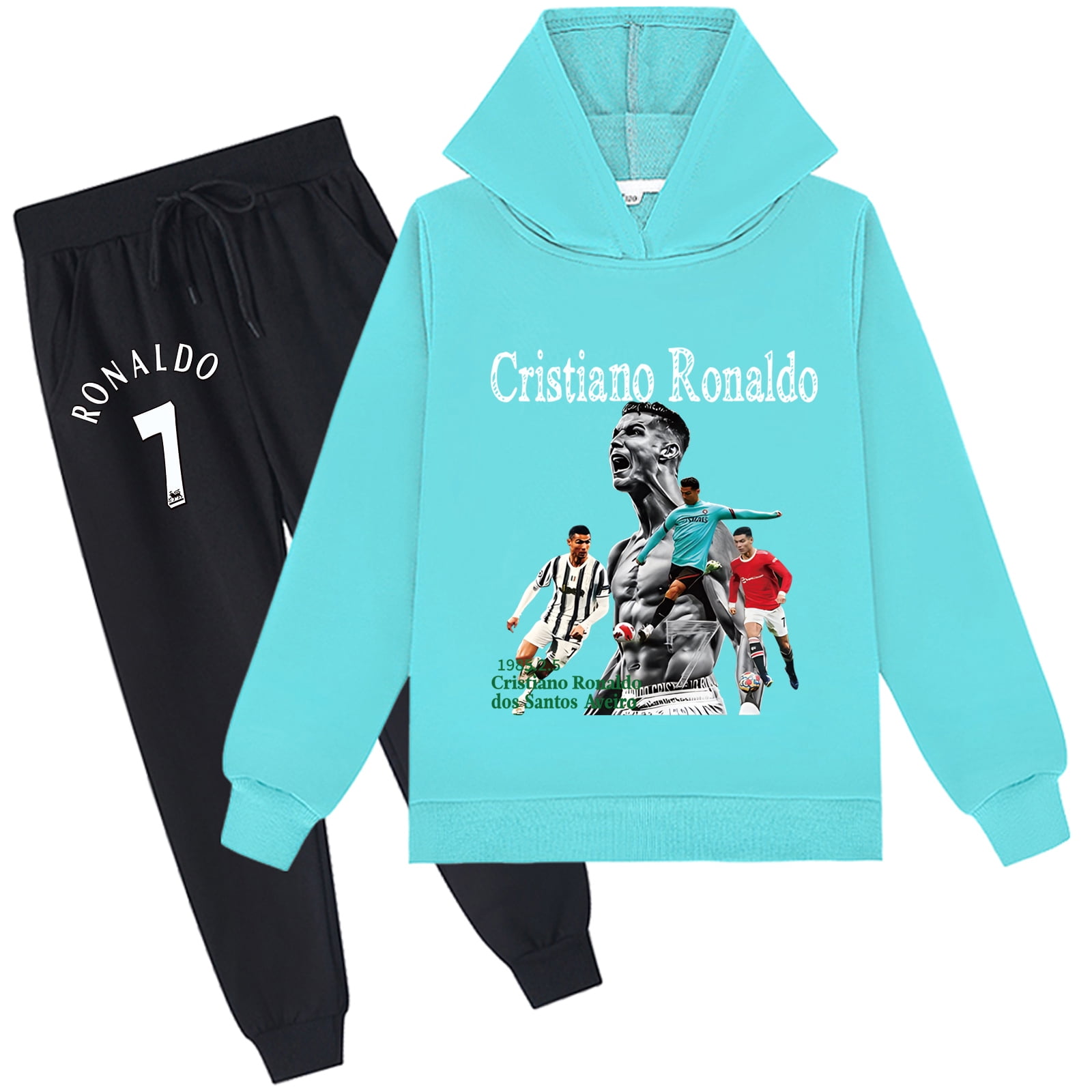 Kids 2 Piece Tracksuit Outfits-Cristiano Ronaldo Graphic Hoodies with ...