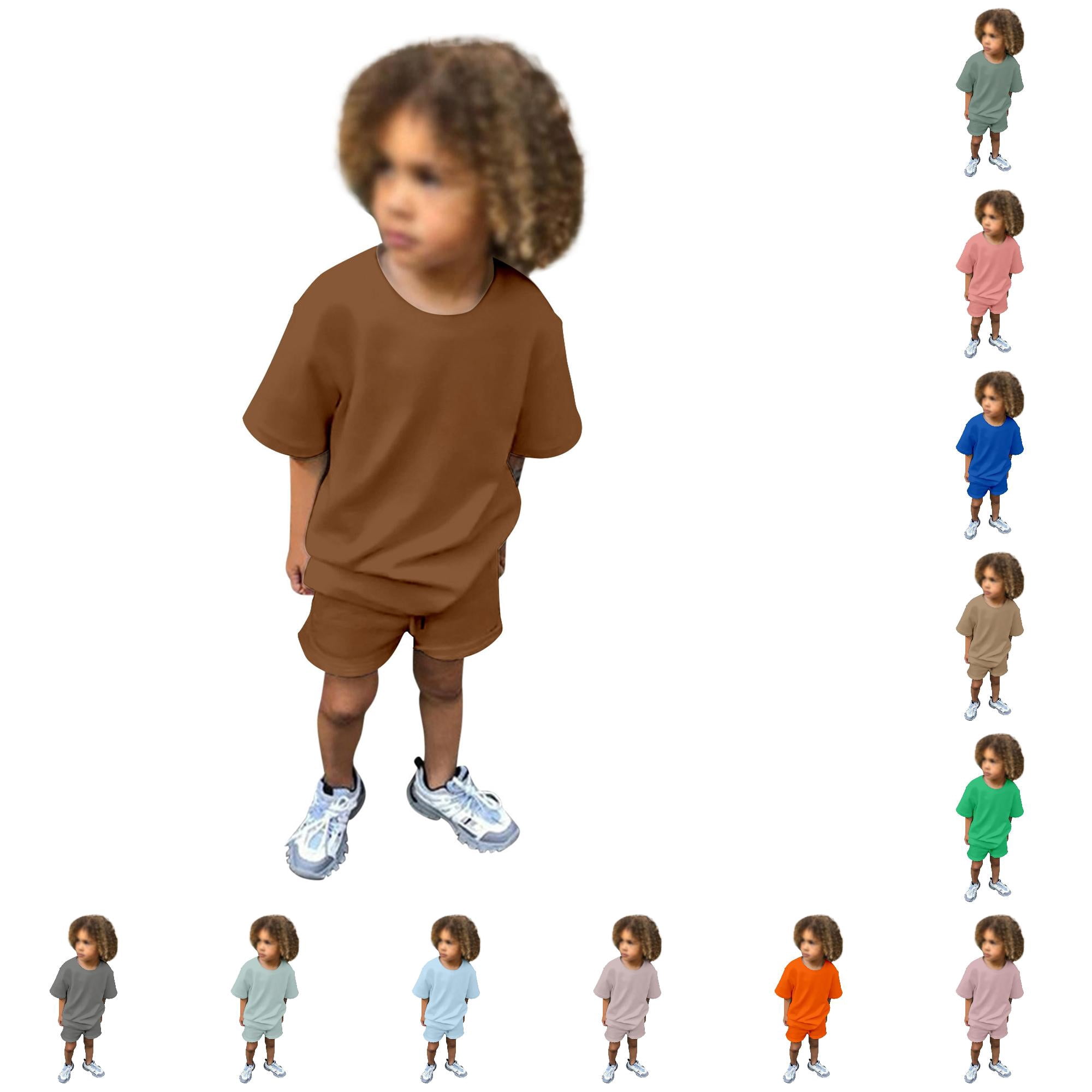 Kids 2-Piece Tracksuit Set, Short Sleeve Tee and Shorts Outfits for ...