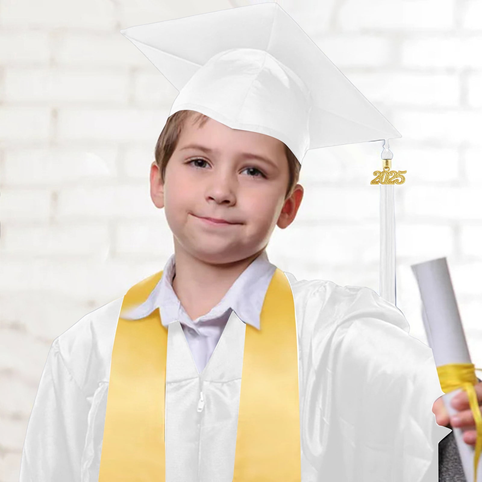 Kids 2025 Happy Graduates Cap and Gown Tassel Stole Charm Certificate ...