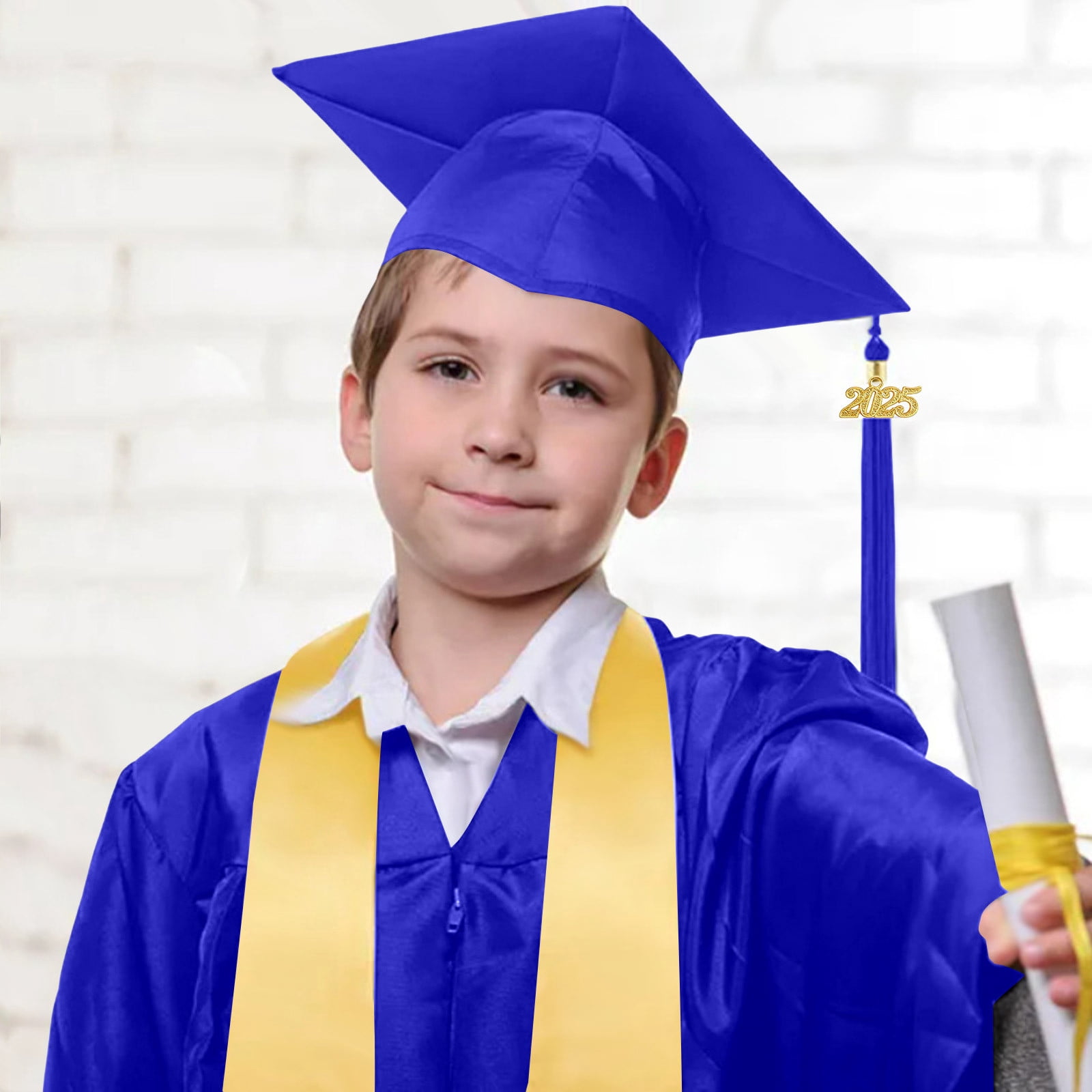 Kids 2025 Happy Graduates Cap and Gown Tassel Stole Charm Certificate ...