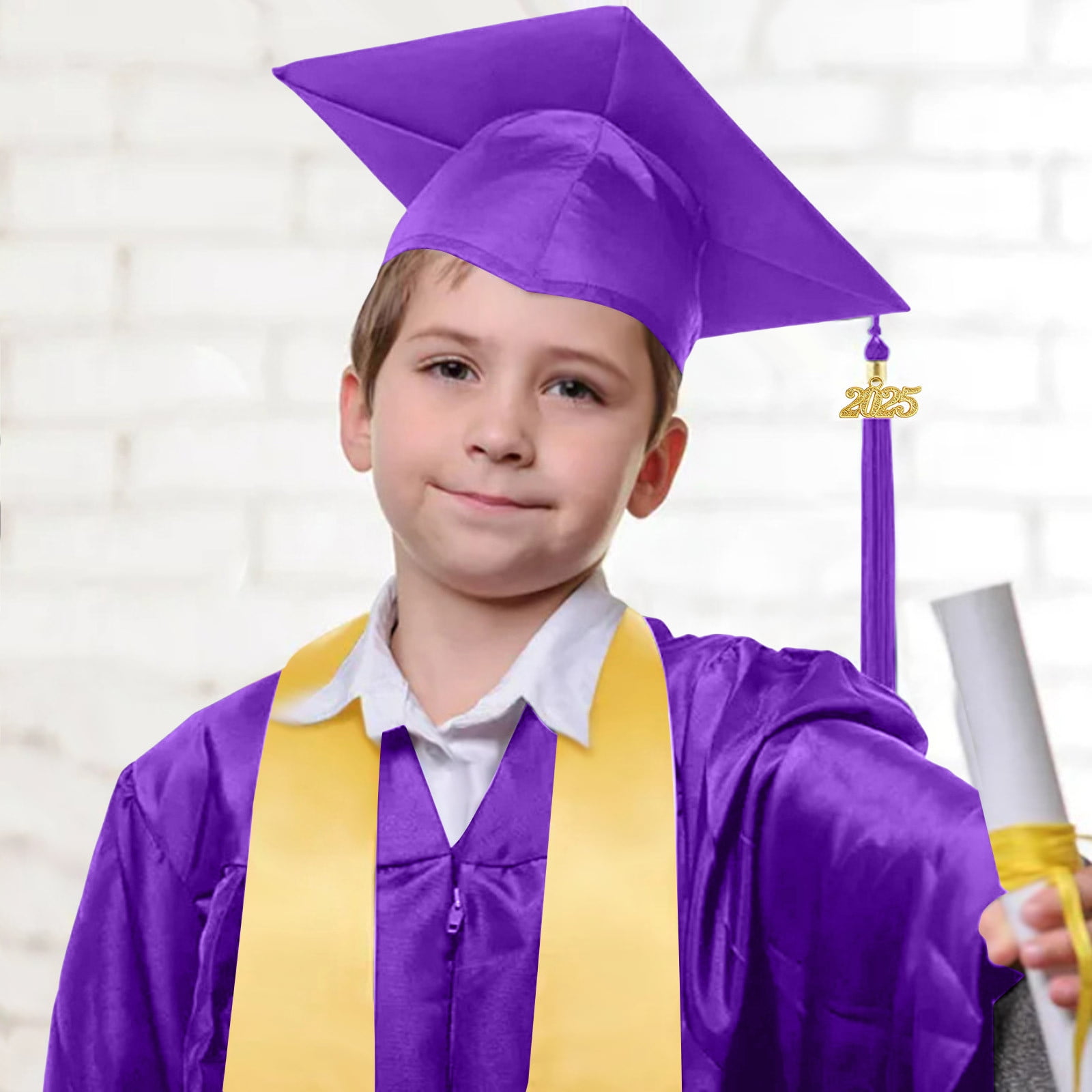 Kids 2025 Happy Graduates Cap and Gown Tassel Stole Charm Certificate ...