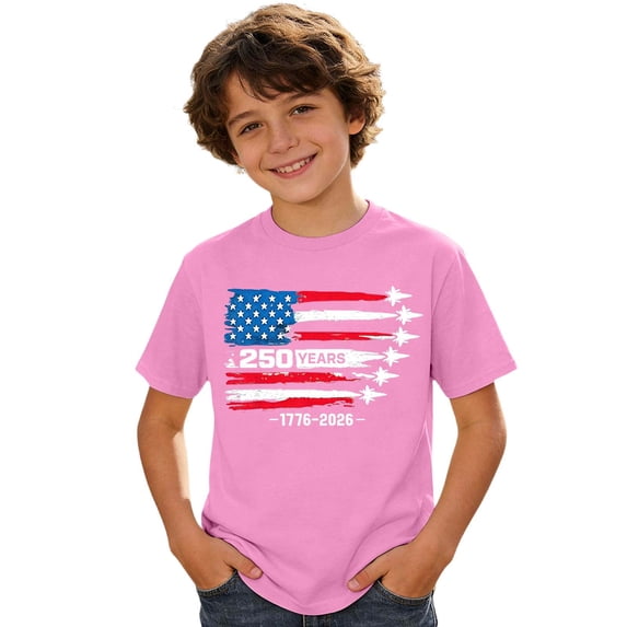 Kids 250th Anniversary USA Shirts Boys Girls American Flag T-Shirt 4th ...