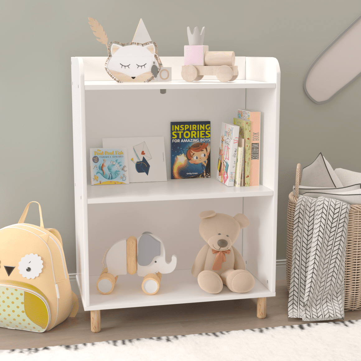 Kids 3-Tier Bookcase,Children's Book Display Bookshelf,Toy Storage ...