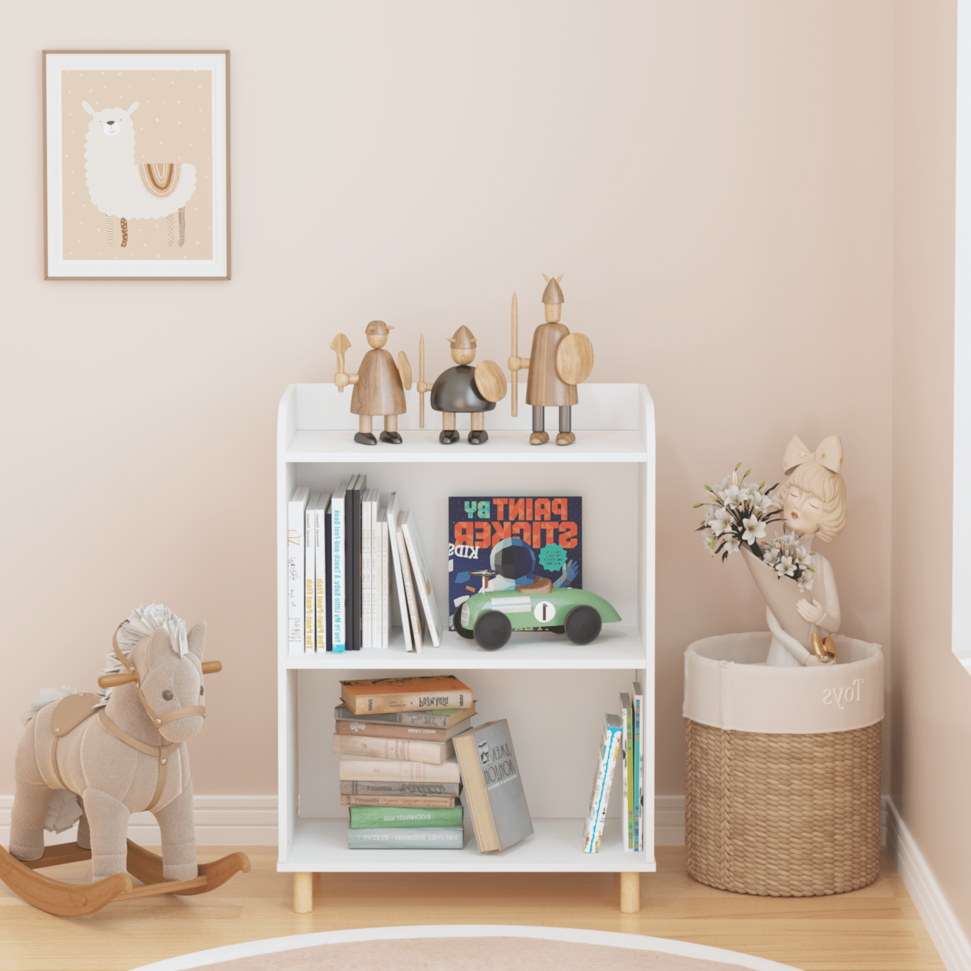 Kids 3-Tier Bookcase, Children's Book Display, Bookshelf Toy Storage ...