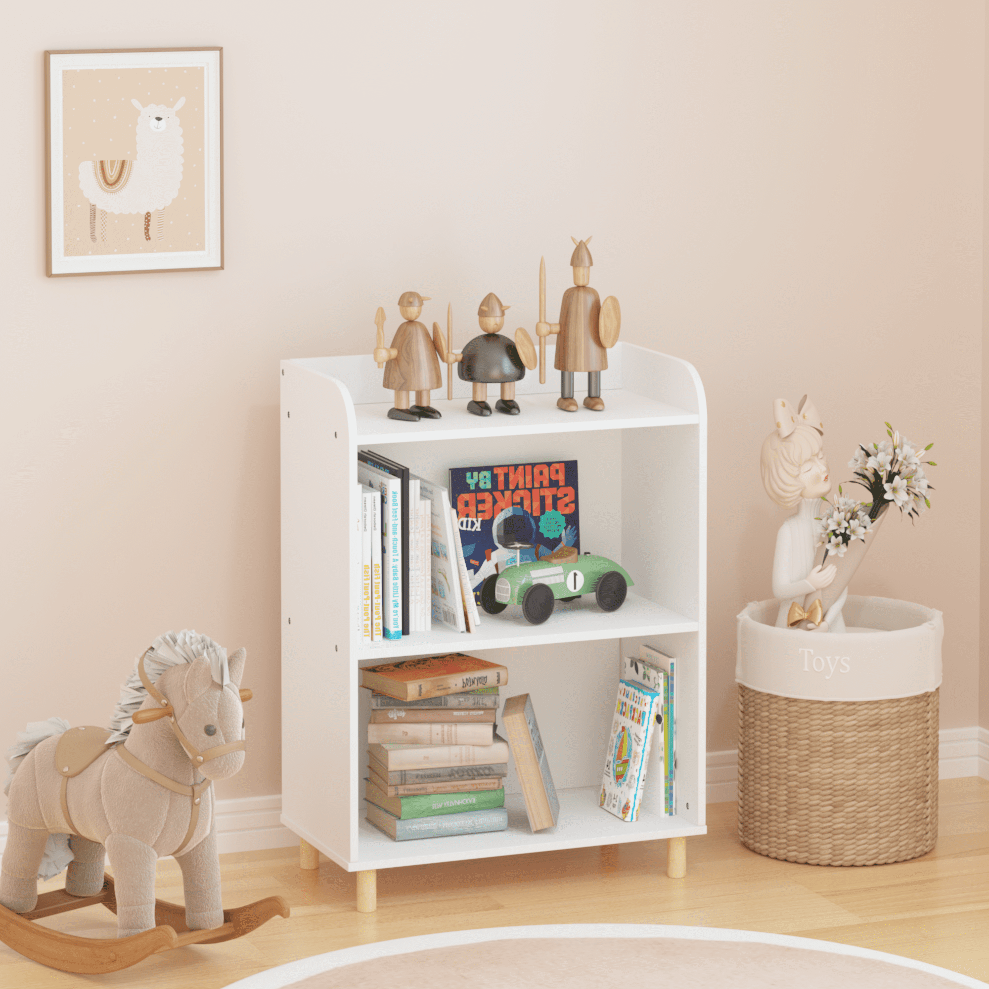 Kids 3-Tier Bookcase, Children's Book Display, Bookshelf Toy Storage ...