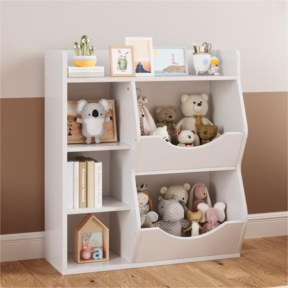 Kids 3-Tier Toy Storage Organizer Kids Bookshelf Double Side Toy Shelf ...