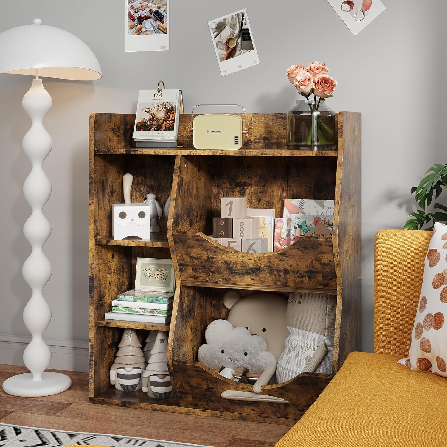 Kids 3-Tier Toy Storage Organizer Kids Bookshelf Double Side Toy Shelf ...