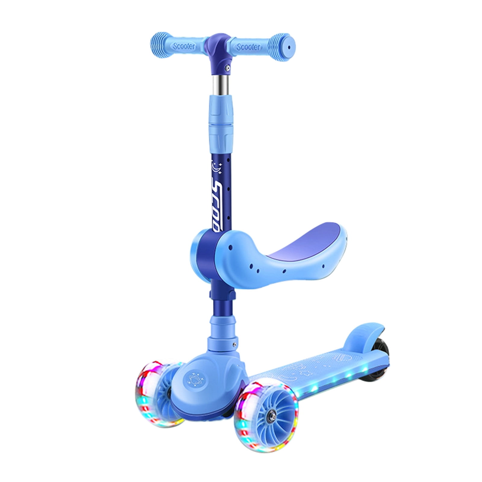Kids 3-Wheel Scooter with Big Silent Wheels, Music Seat & Adjustable ...