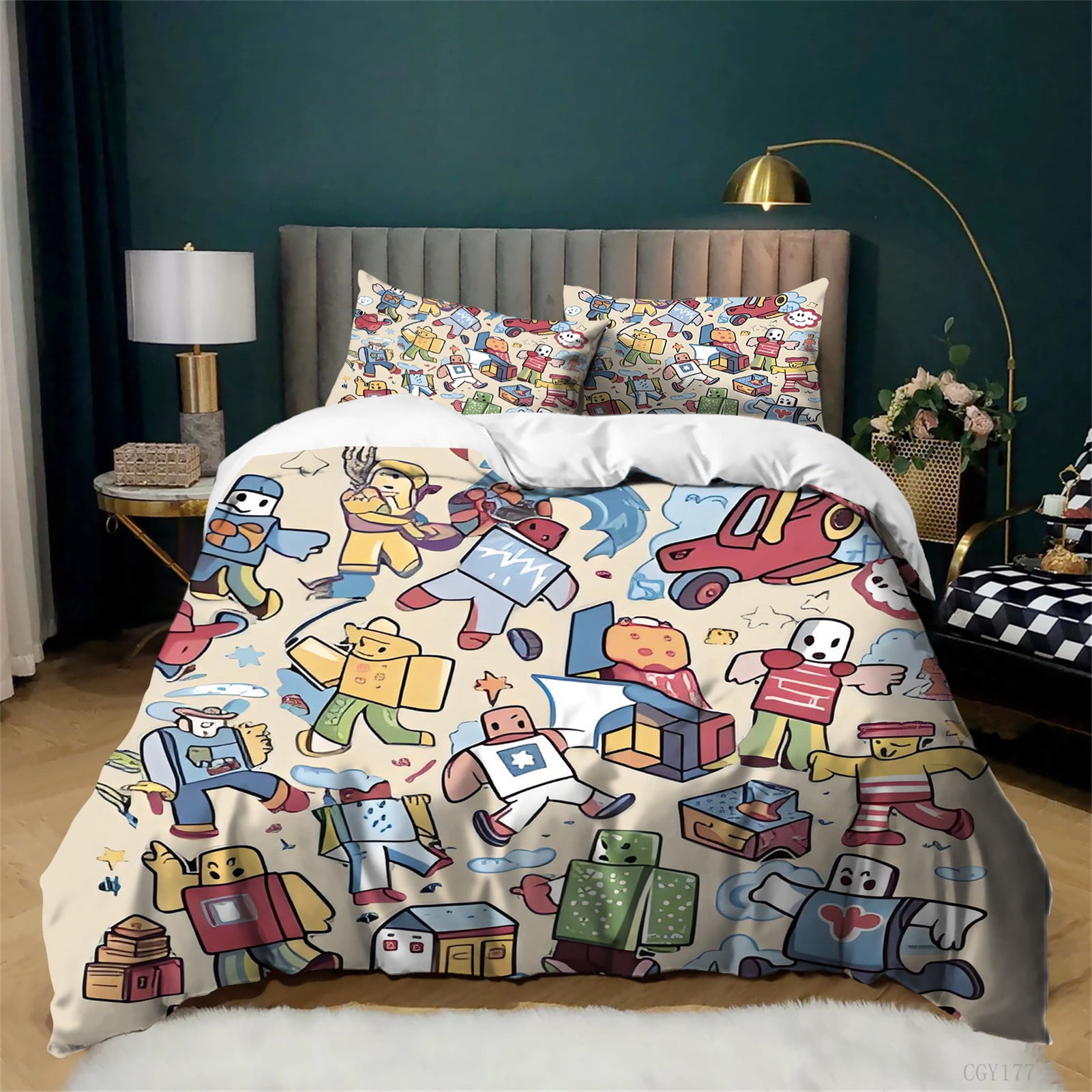 Kids 3pcs Bedding Duvet Cover Set Game Roblox Quilt Cover Twin Size ...