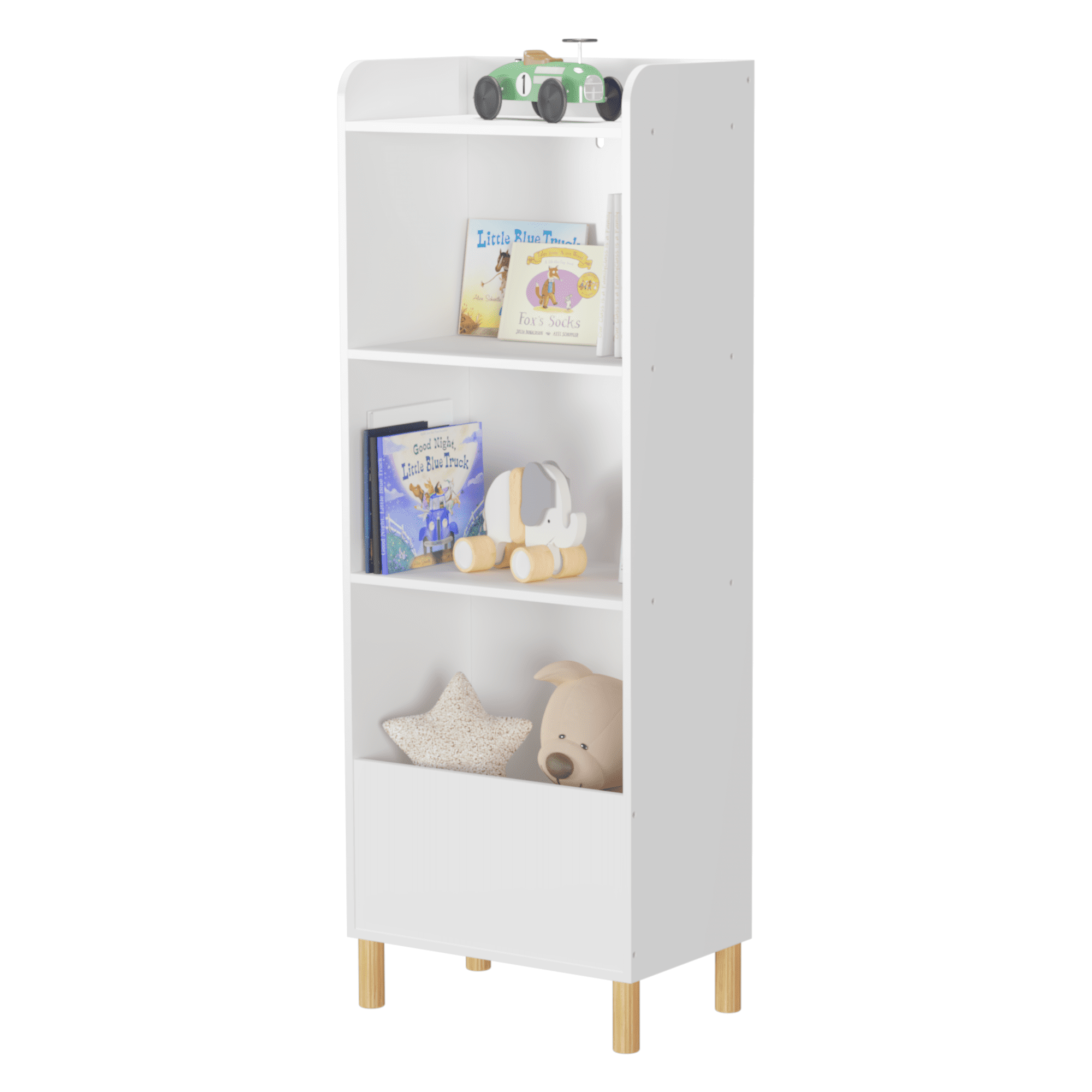 Kids 4-Tier Bookcase, Children's Book Display, Bookshelf Toy Storage ...