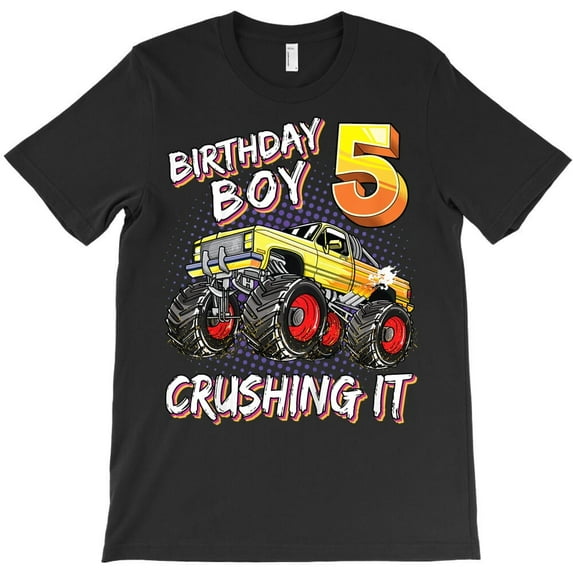 Kids 5 Year Old Birthday Boy Monster Truck 5th Birthday Themed Themed ...