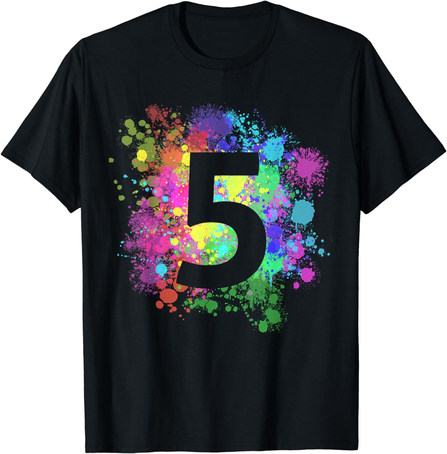 Kids 5th Birthday Paint Splashes Splatter Colorful Art T-Shirt ...